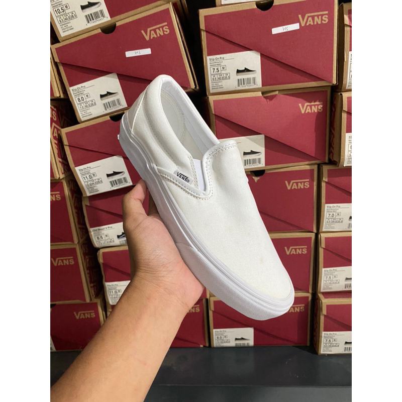 Vans Slip On True White Classic Replace Box A Little Dirty | Shopee ...
