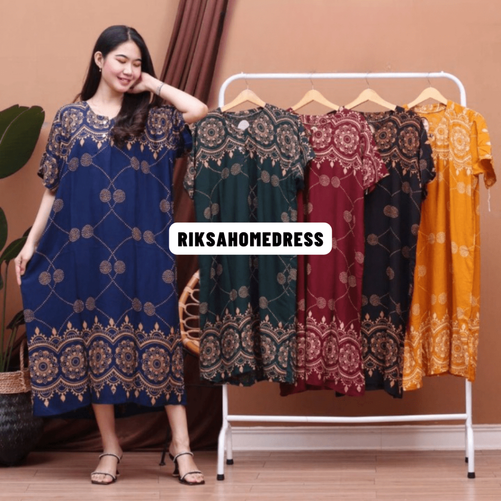 Dj1-5 Baju Daster Dress Jumbo Pregnant LD 120 Women Front Button Batik ...