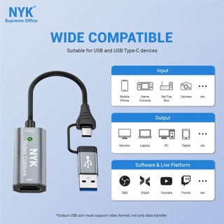 Nyk Hdmi Video Capture 2in1 Type-C USB 3.0 4k 1080p HC6 | Shopee ...