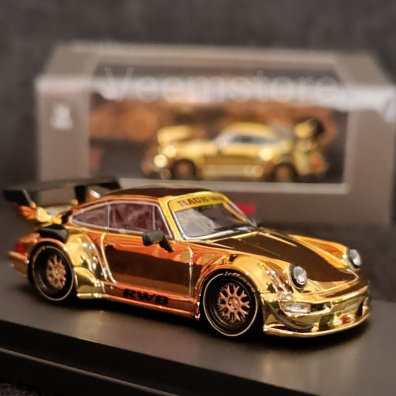 Die Cast 1:64 Porsche RWB 964 GT Wing [Star Model] Chrome Gold | Shopee ...