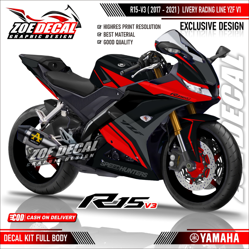 Latest Full Body Sticker Decal Yamaha R15 V3 Livery Motif RACING LINE ...