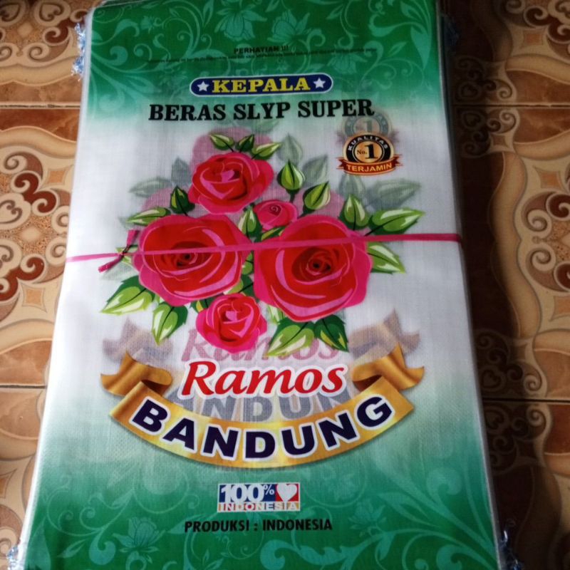 HIJAU Green laminated sack with RAMOS BANDUNG stamp, size 25kg, (100 ...