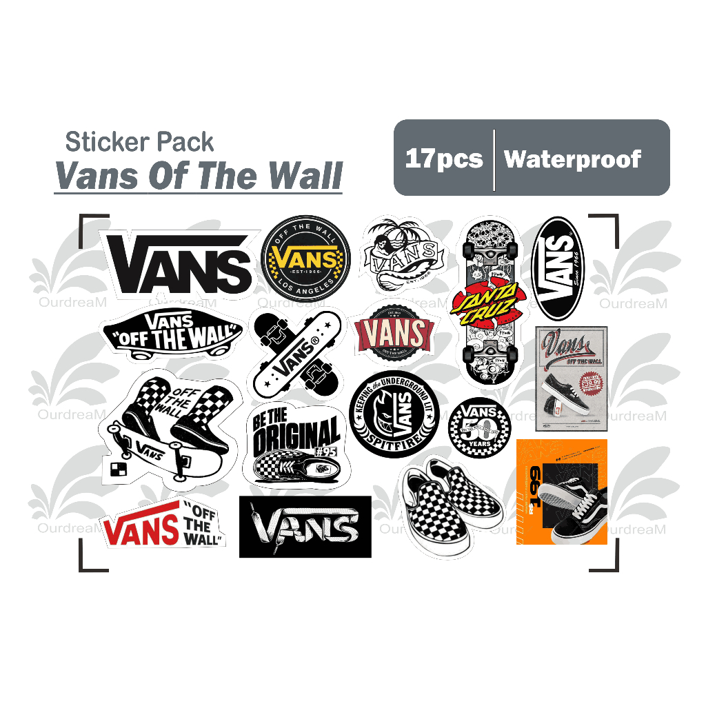 Sticker pack 17pcs Helmet tumbler vans off the wall waterproof medium ...