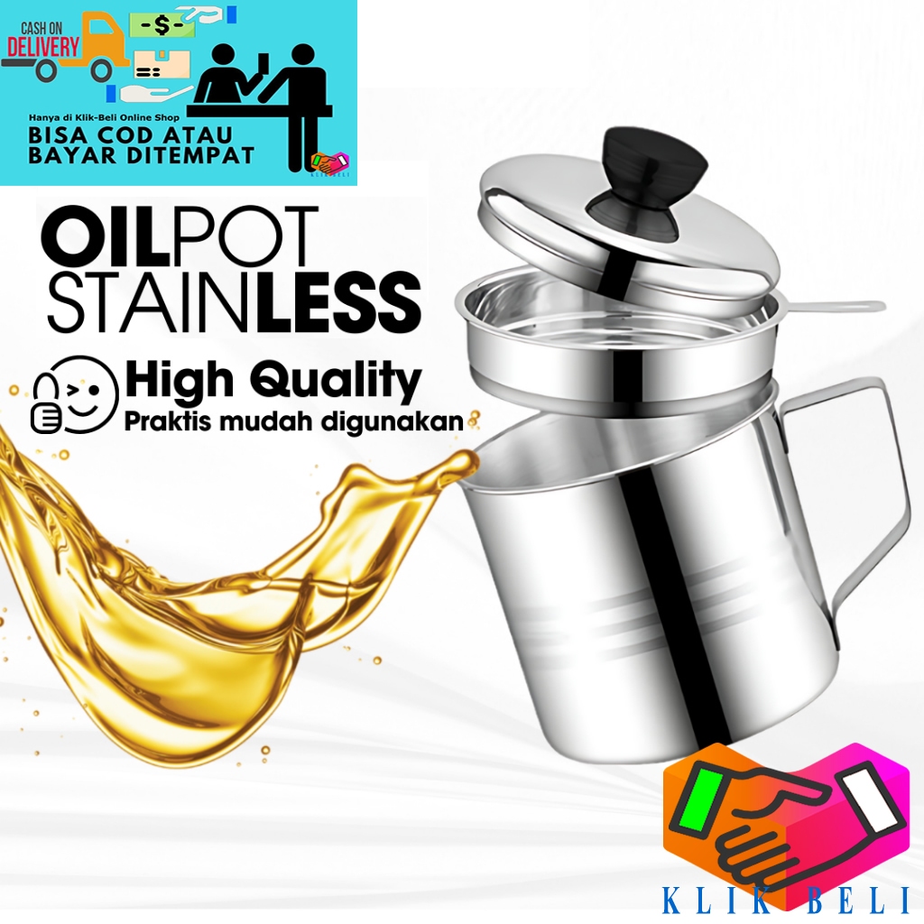 Oil Pot Used Cooking Oil Filter Holder 1.3 Liter Stainless Steel ...