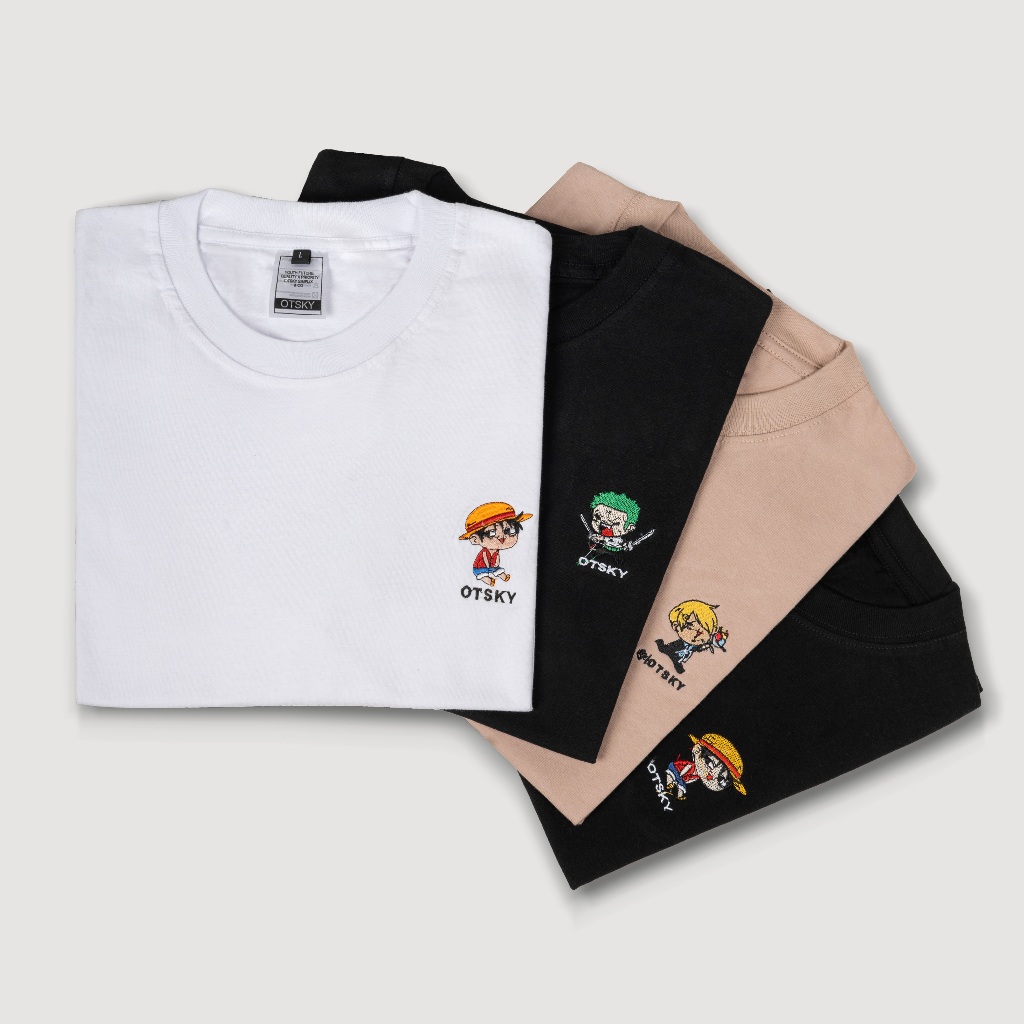 Otsky Men's T-shirt Embroidered Logo One Piece Series Cotton 24s (2C ...