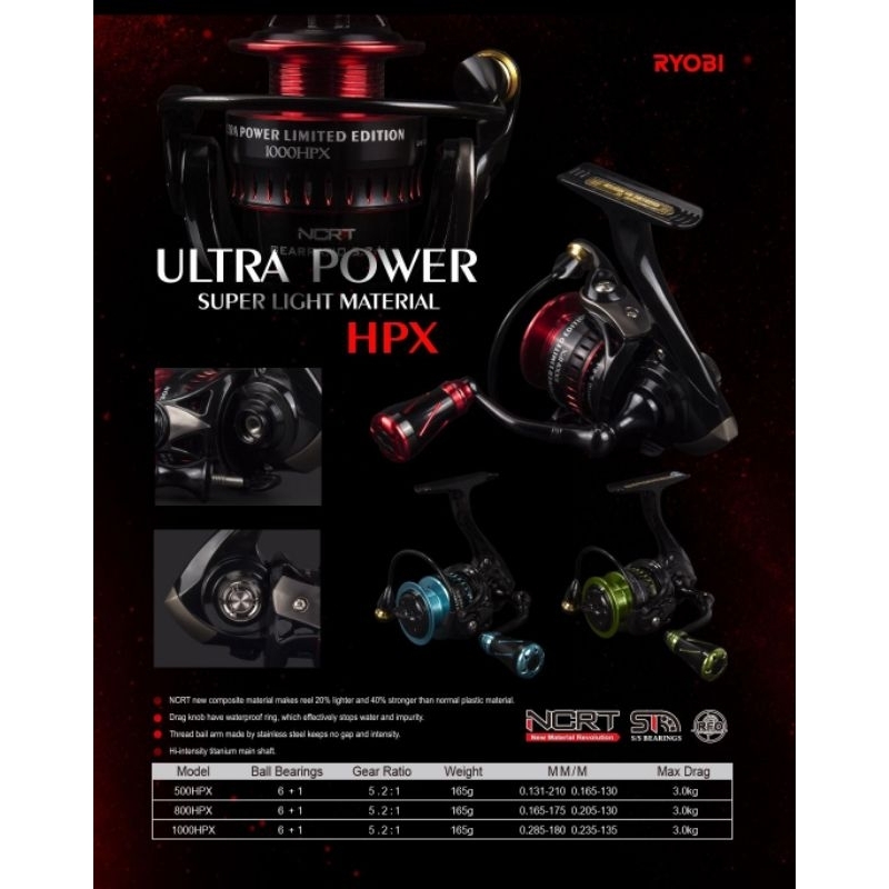 Reel Ryobi Ultra Power 500/800/1000 HPX Gold /Limited Edition | Shopee ...