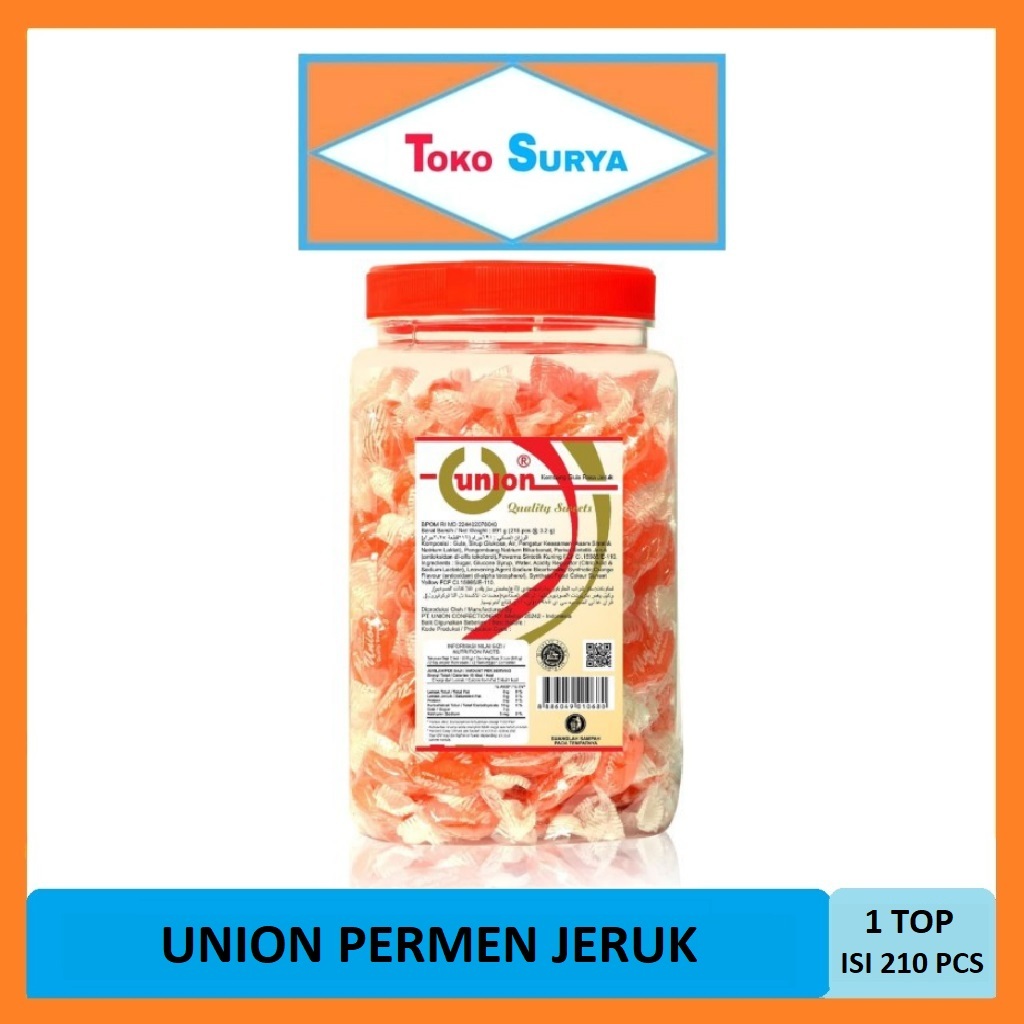 Orange Union Candy Confectionery Orange Flavor 1 Jar 210 Pcs | Shopee ...