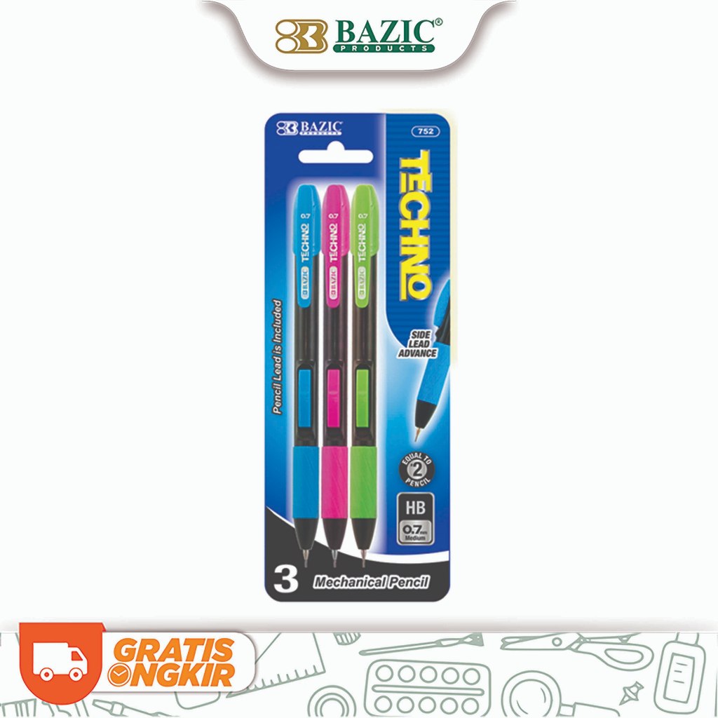 Bazic Techno Mechanical Pencil 0.7mm / Mechanical Pencil | Shopee ...