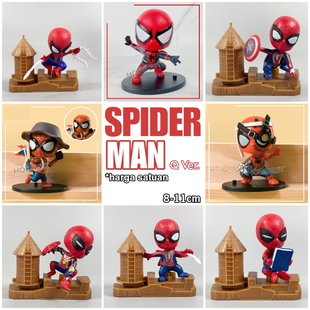 Spiderman CHIBI Q Action Figure Ver. Miniature Cake Topper Display Toy ...