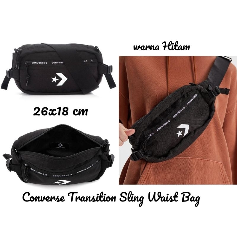 Converse Antem Transition Sling Unisex Black Waist Bag | Shopee Philippines