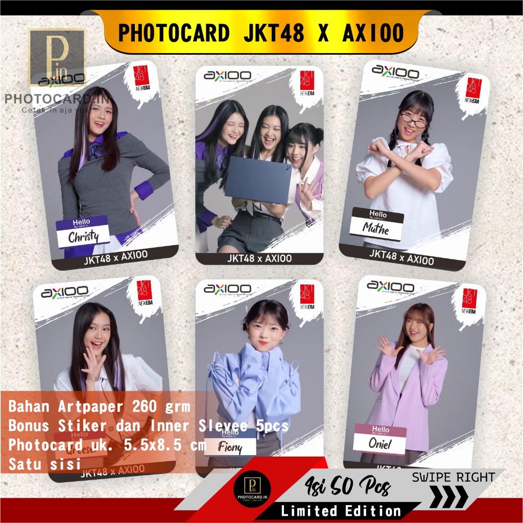 Photocard JKT48 Edition JKT48 x Axioo contains 50 pcs (Free Stickers and Inner Slevee 5pcs ...