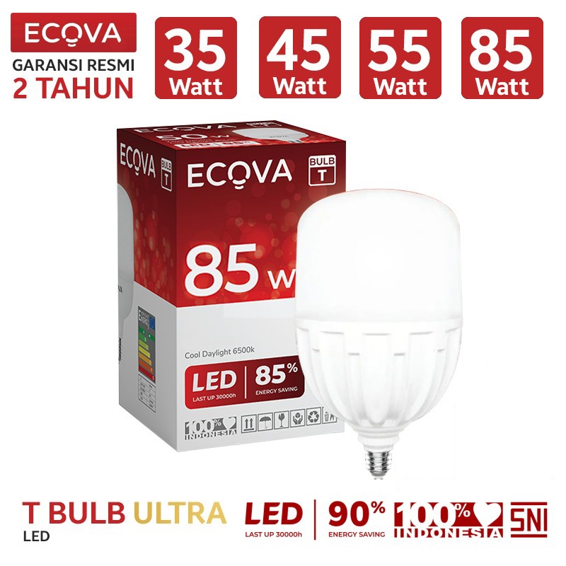 ECOVA T Bulb ULTRA LED Light Bulb 35 45 55 85 Watt | Shopee Philippines