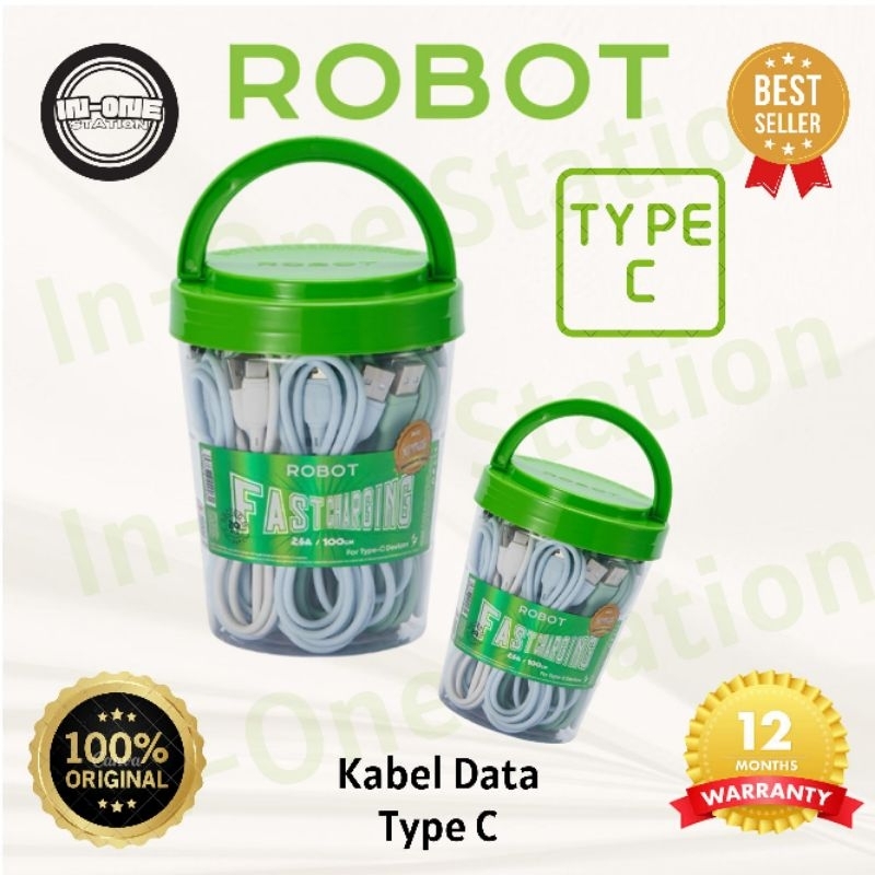 Robot TYPE C TO USB robot data cable RBC100 2.4A 1 Jar contains 20 Pcs ...