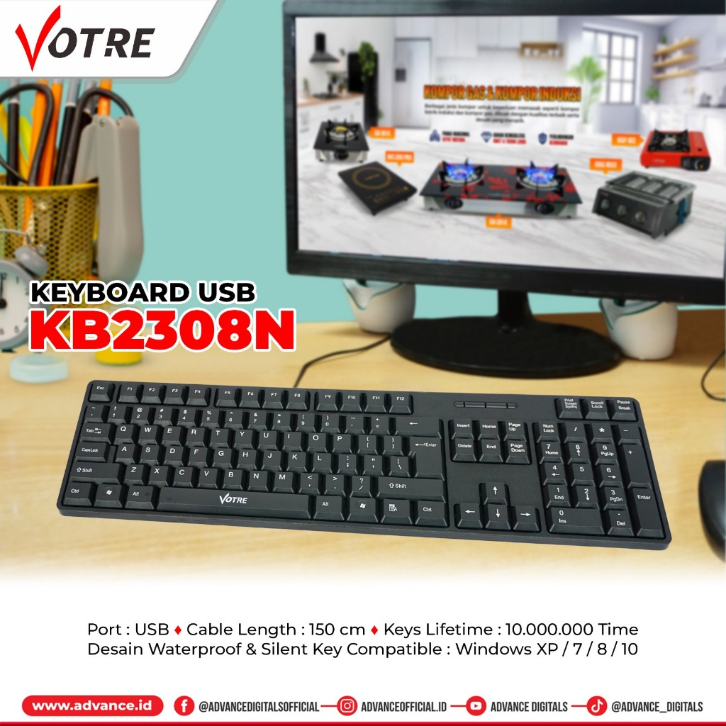 Basic Usb Keyboard KB2308N Original for PC Laptop Support All Windows Version [RAG] | Shopee ...