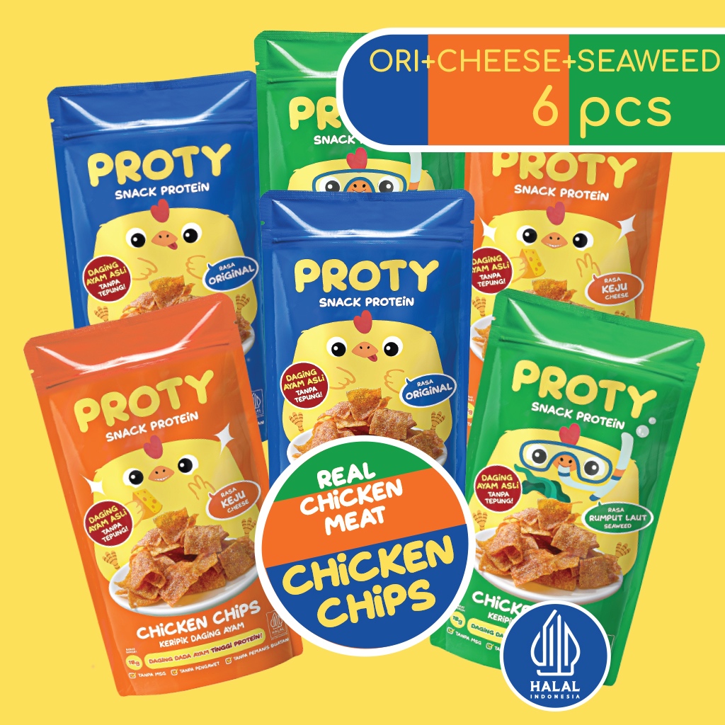 Proty Snack Chicken Chips Ori(2Pcs)+ Cheese (2Pcs)+ Grass (2Pcs) High ...
