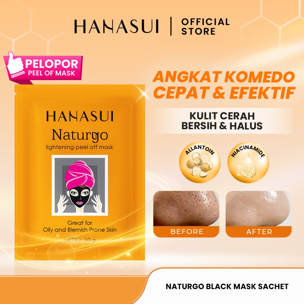 HITAM Hanasui Naturgo Black Peel Off Mask - Black Mask Sachet Remove ...