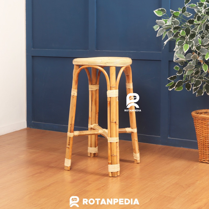 Minimalist Rattan Stool Chair | Rattan Bar Chair | Rattan Dining Chair ...