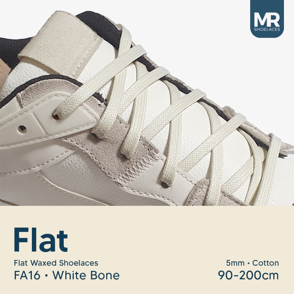 LILIN MR Shoelaces FA16 White Bone Bone White - Flat Wax Shoelaces 5mm ...