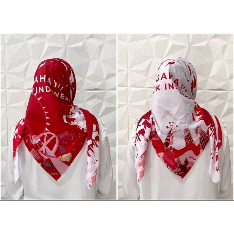 MERAH PUTIH August Series Hijab Square Independence Veil Antem Red And ...