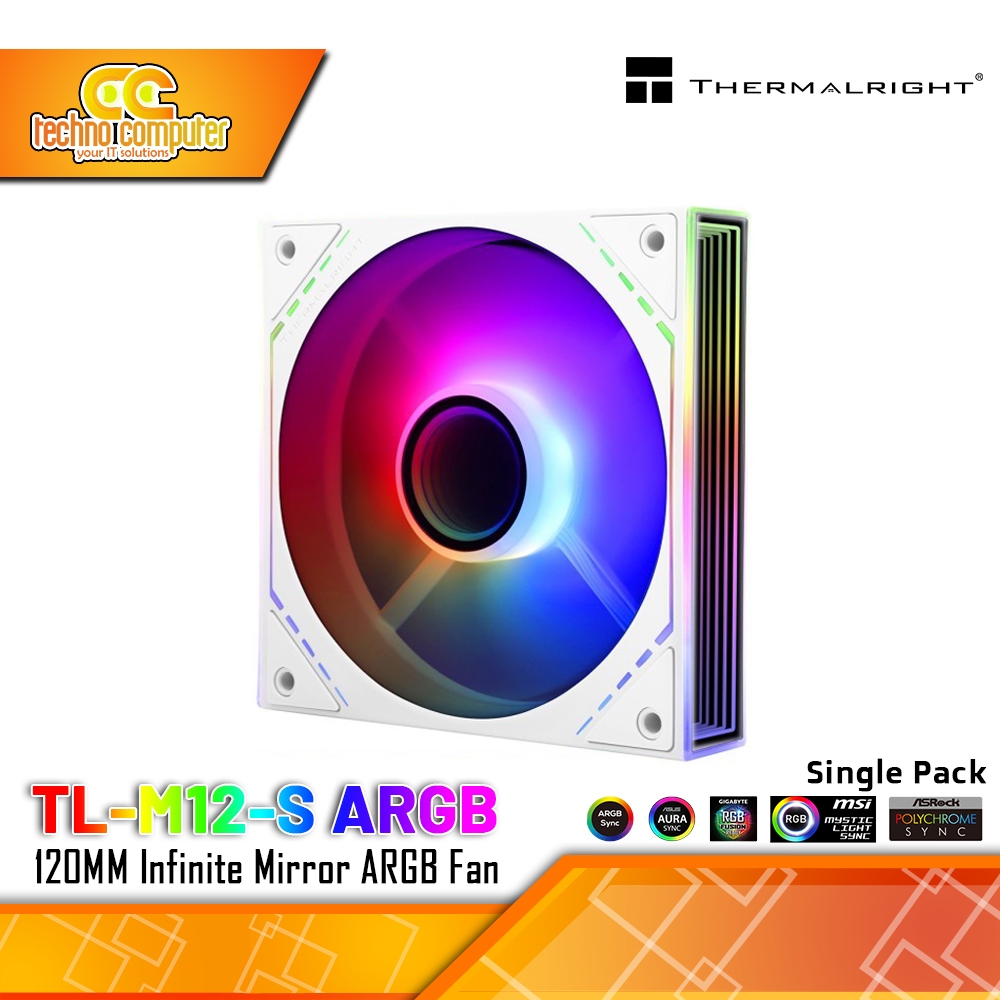 THERMALRIGHT TL-M12W-S ARGB CASING Fan White - 120mm ARGB PWM Fan Single Pack (BULK PACKAGE ...