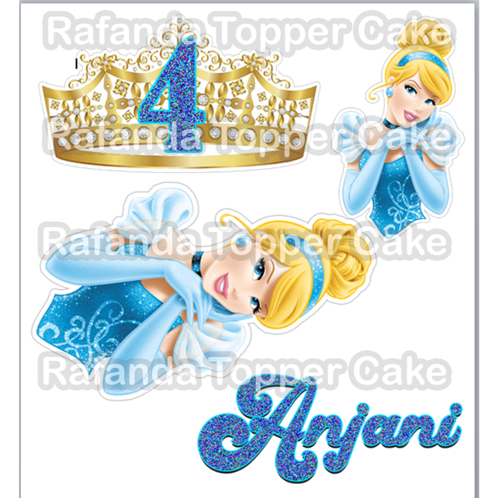 Cinderella princess toper princess theme character birthday cake Topper ...
