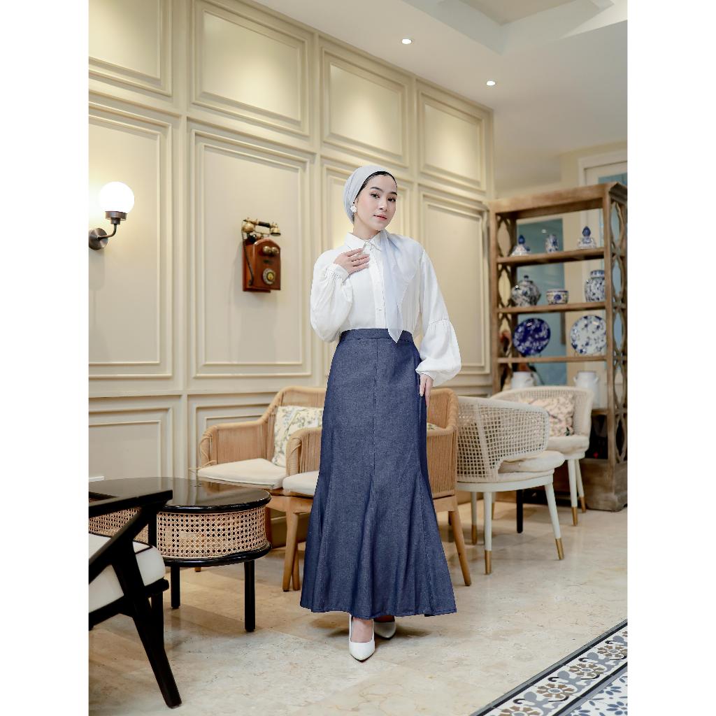 Heejuptogo Tanaya Denim Mermaid Skirt - Muslim Women's Long Skirt ...