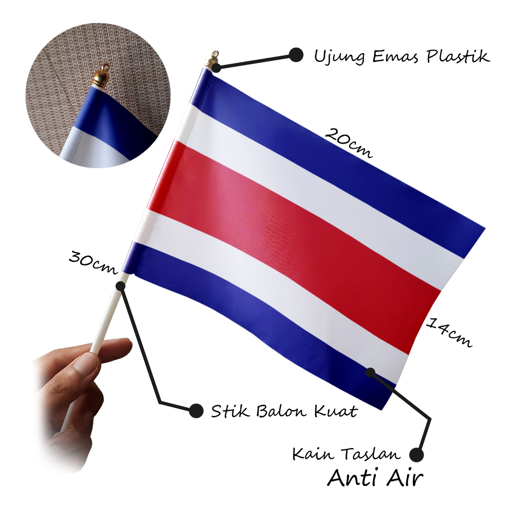 Rika Costa Rica Costa Rica Boarding Hand Flag - Small Parade Stick ...