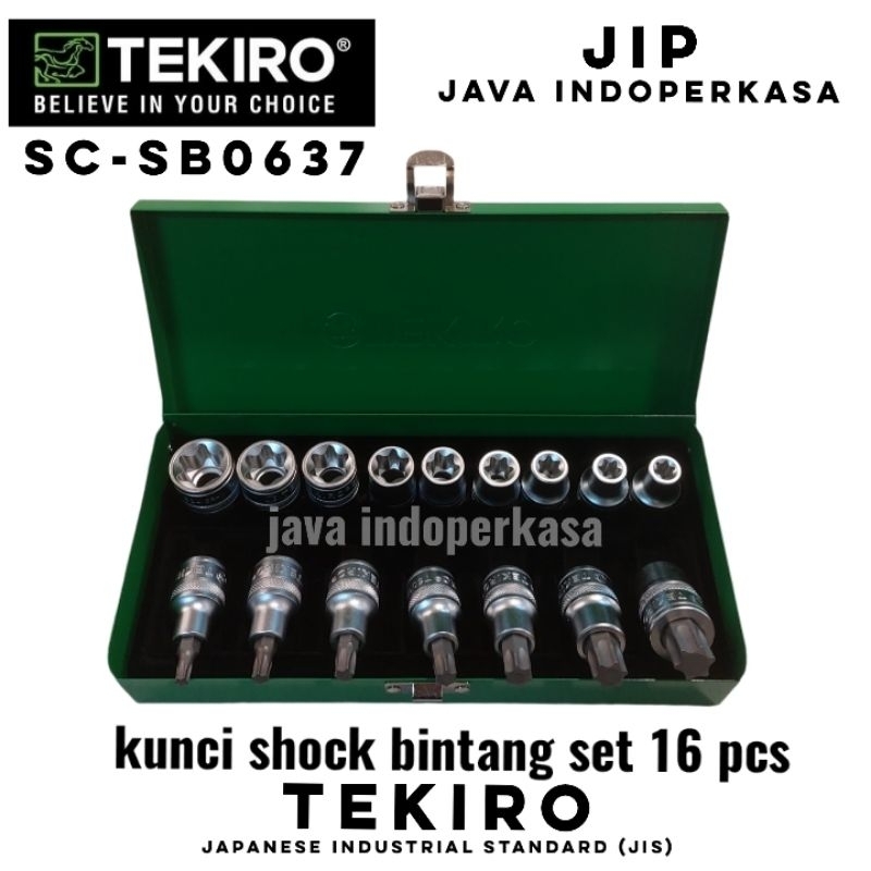 MATA TEKIRO SC-SB0637 star bit socket set 16 pcs star shock key bits ...