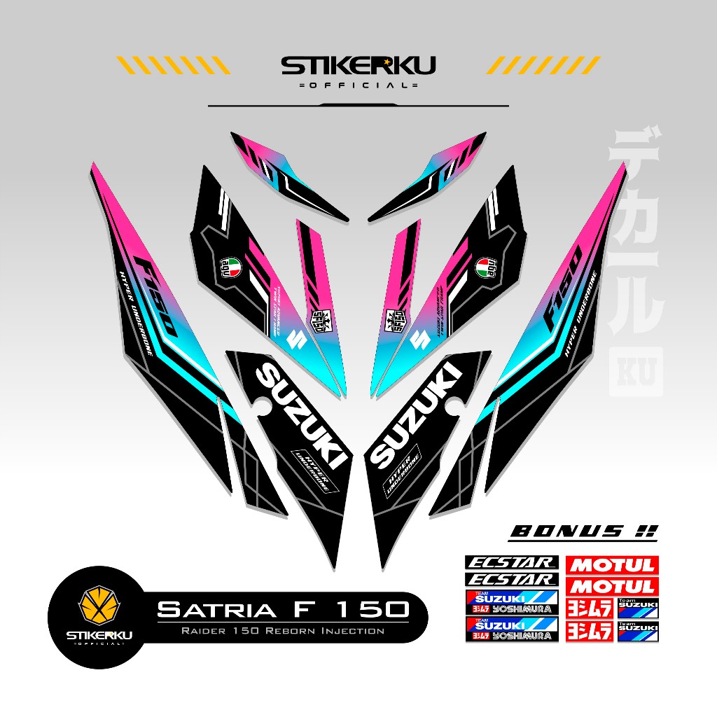 Injection SATRIA STRIPING 150 M0TIF 25 STICKERS SATRIA F 150 2016-2022 ...