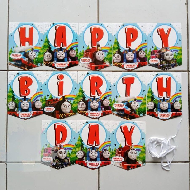 Happy BIRTHDAY BANNER THOMAS & FRIENDS Character MOTIF | Bunting FLAG ...