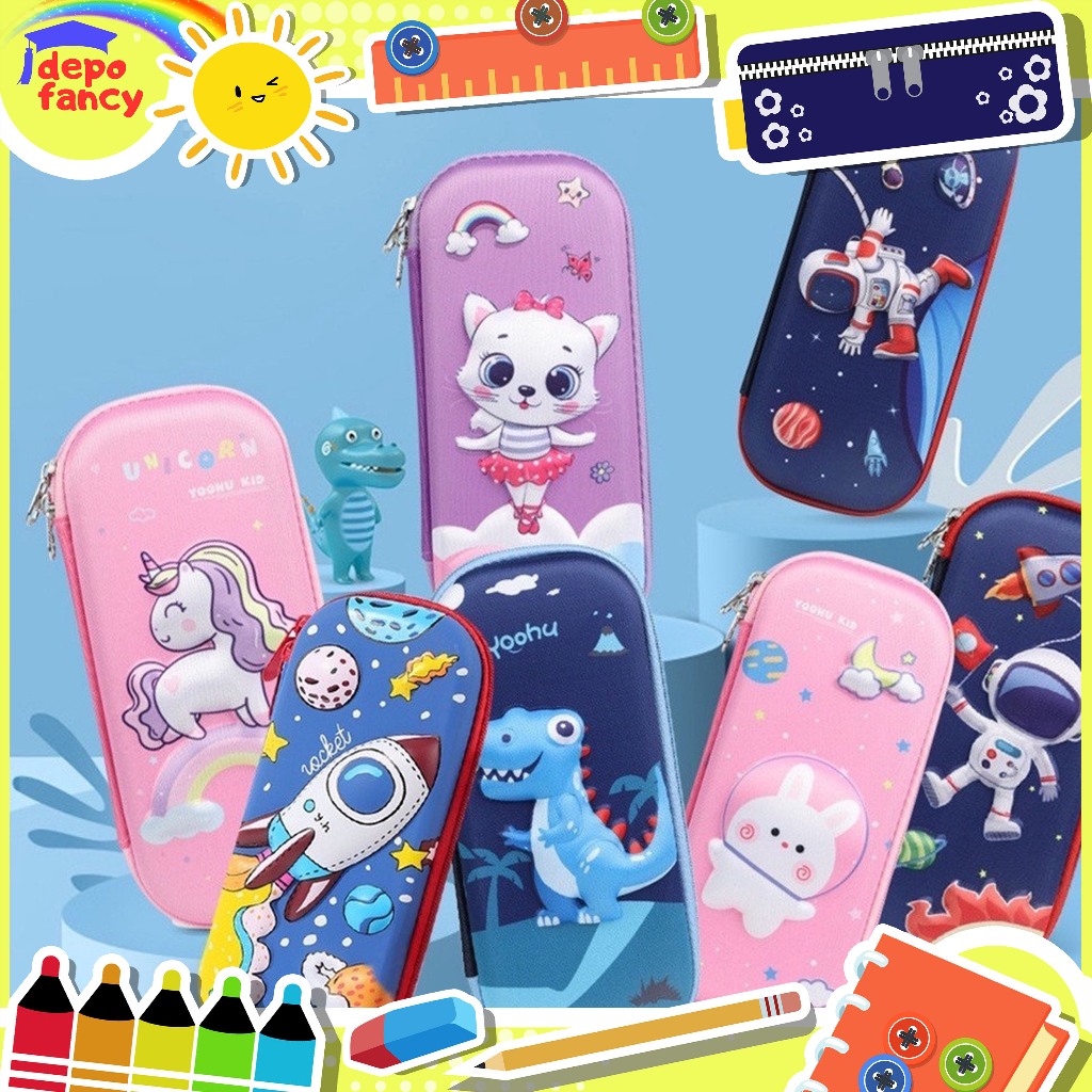 Pencil Box 1 Zipper HARD CASE Embossed Picture SH-6685 / Pencil CASE ...