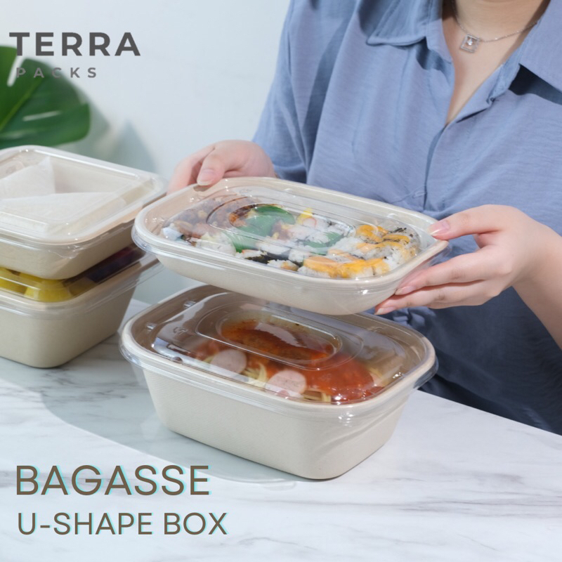 Bagasse Salad Food Lunch Dessert Box Large Wide Food Container ...
