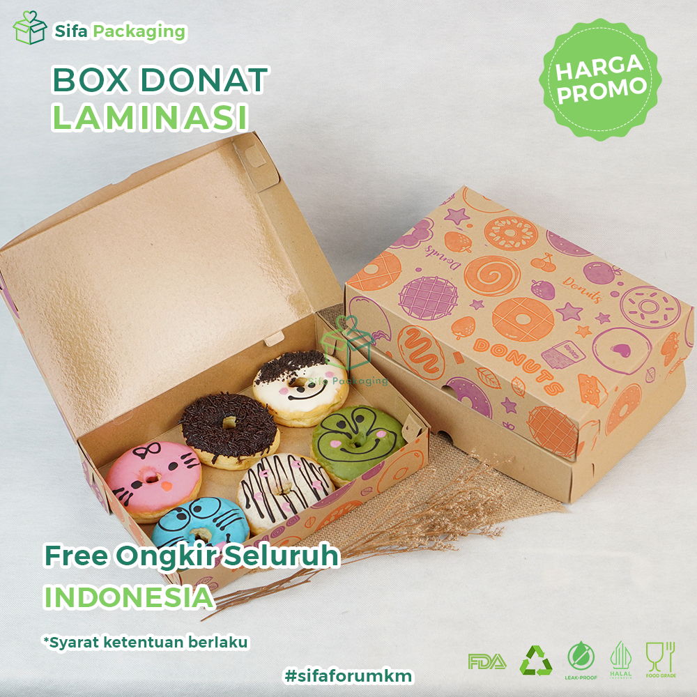 Donut Box Contains 6 Mini Donut Boxes with Plain Chocolate Pattern ...