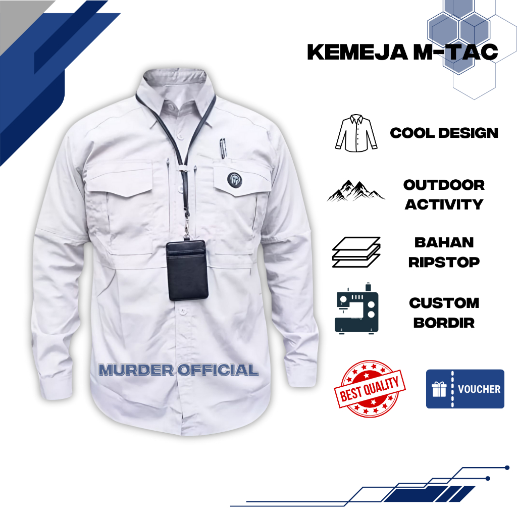 PUTIH KEMEJA Mtac | Pdl Long Sleeve Ripstop Tactical Outdoor Shirt ...
