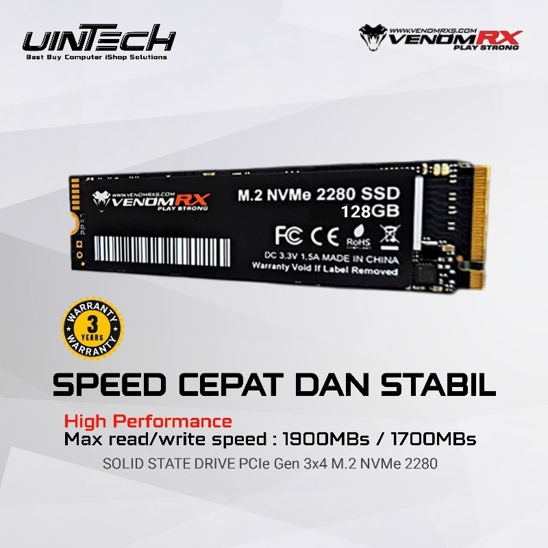 Ssd M.2 NVME 128GB VENOMRX PCIE Gen 3x4 VENOMRX SSD M2 NVME (3 Year Guarantee) | Shopee Philippines