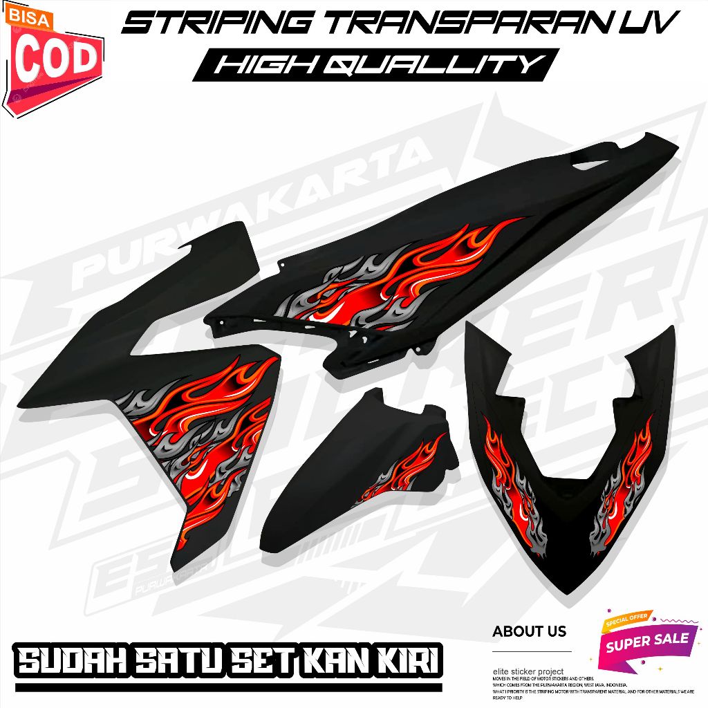 TRANSPARENT STRIPING VARIATION 14 HONDA VARIO 125 150 LED OLD STICKER ...