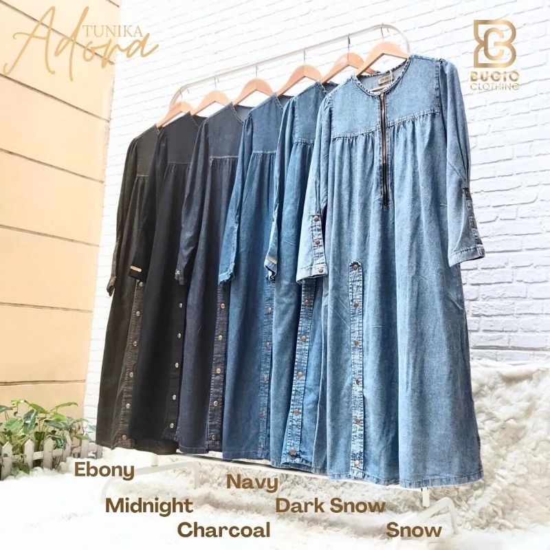 Bugio Clothing Tunika Adora Dark Snow Tunic Premium Denim Material | Shopee Philippines
