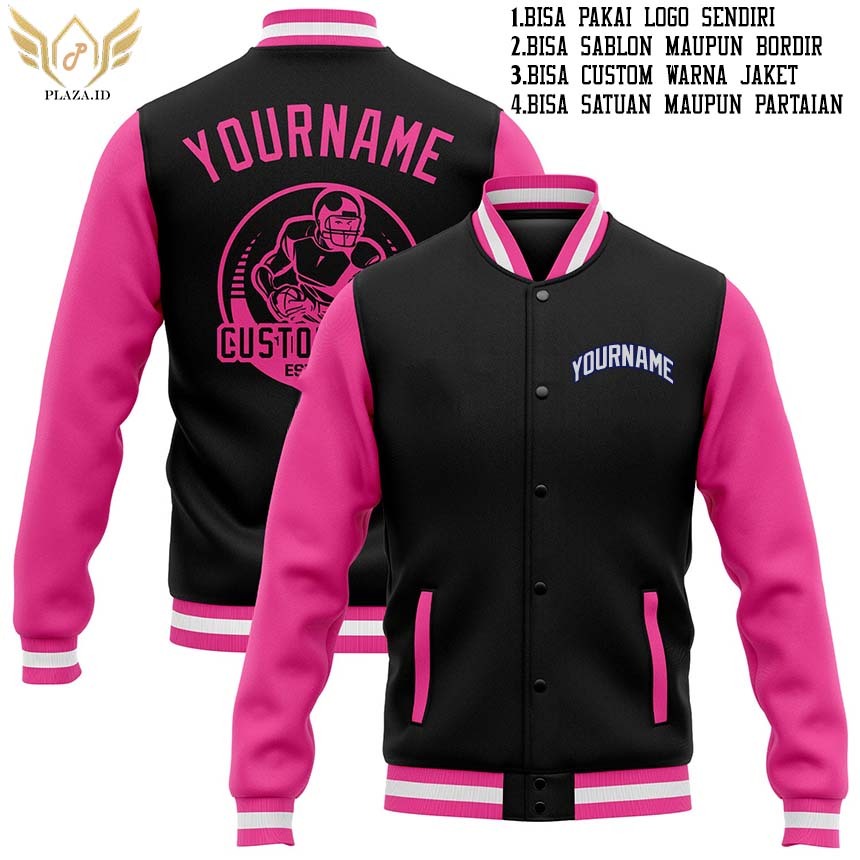 HITAM Custom VARSITY BOMBER JACKET FRONT BACK. CUSTOM VARSITY JACKET S ...