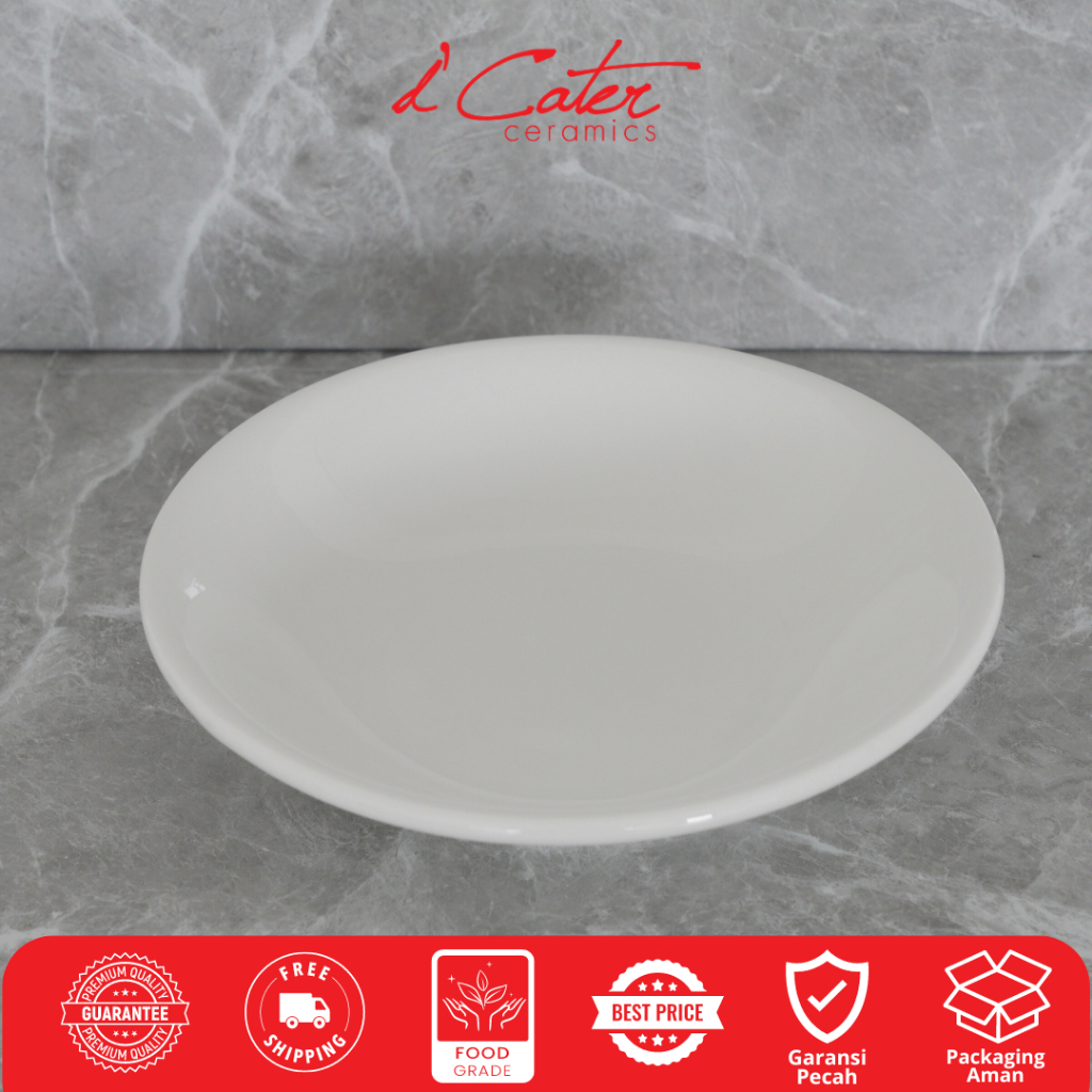 PUTIH K216 Ceramic Dinner Plate Diameter 19 cm Round Flat Plate White ...