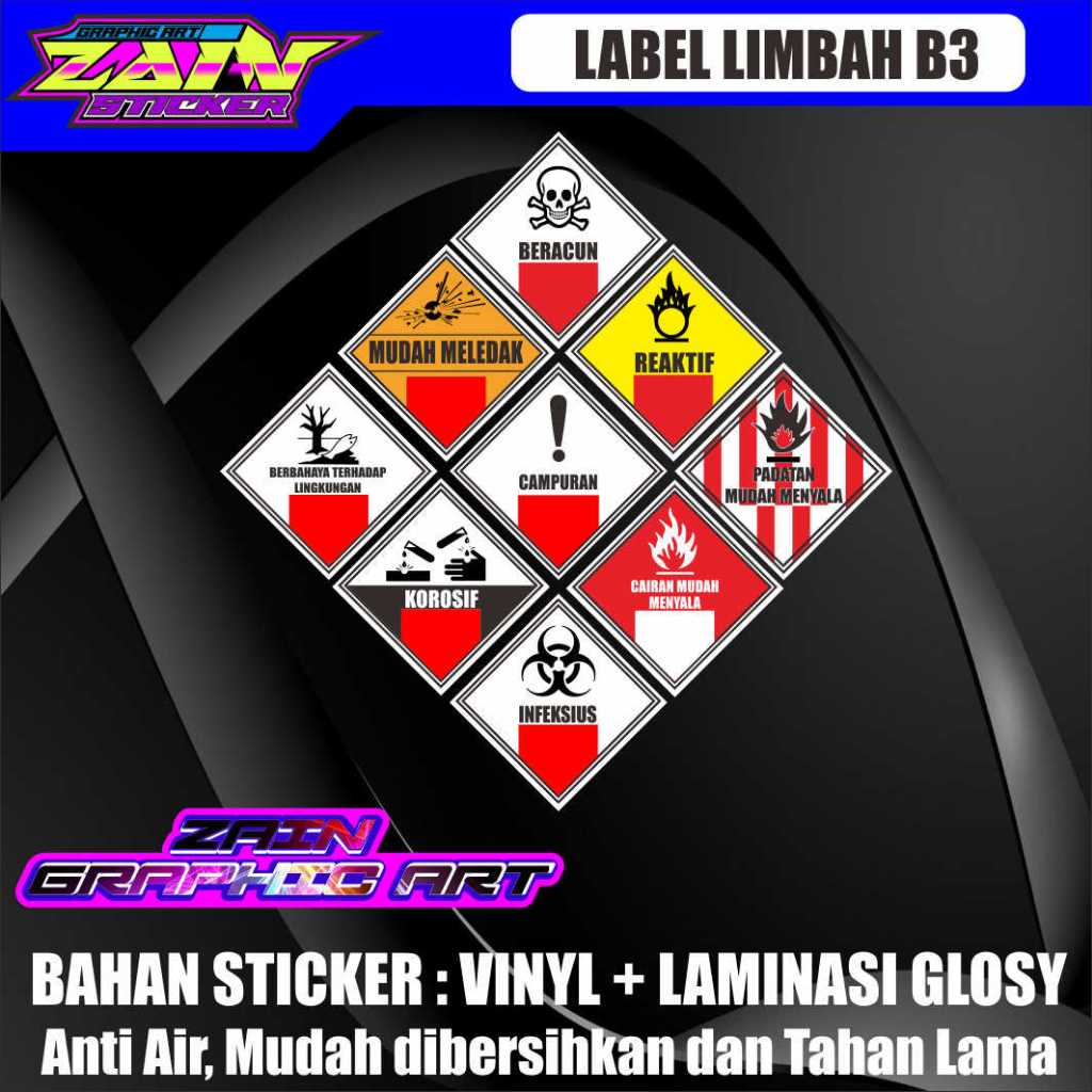 B3 Waste LABEL Waterproof vinyl Sticker - Harmful And Toxic Material ...