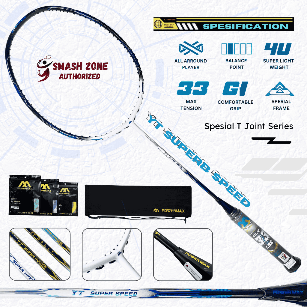 Badminton Racket POWER MAX YT Super Speed Original 33lbs 4U | Badminton ...