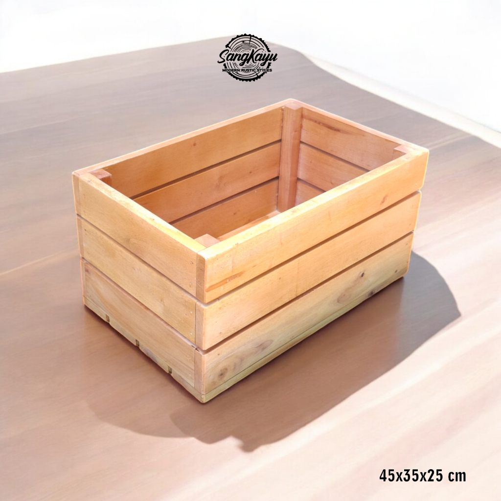 KAYU Sangkayu Wooden Crate Box 45x35x25 cm Wooden Storage Box Wood ...