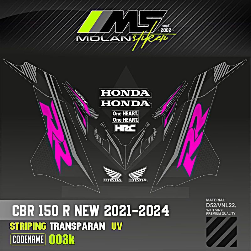 Decal Sticker Striping Transparent Variation Uv Cbr 150 R New 2021-2024 ...