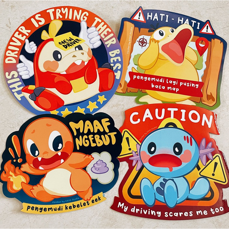 Pokemon car stickers / jumbo car stickers | Fuecoco psyduck charmender ...