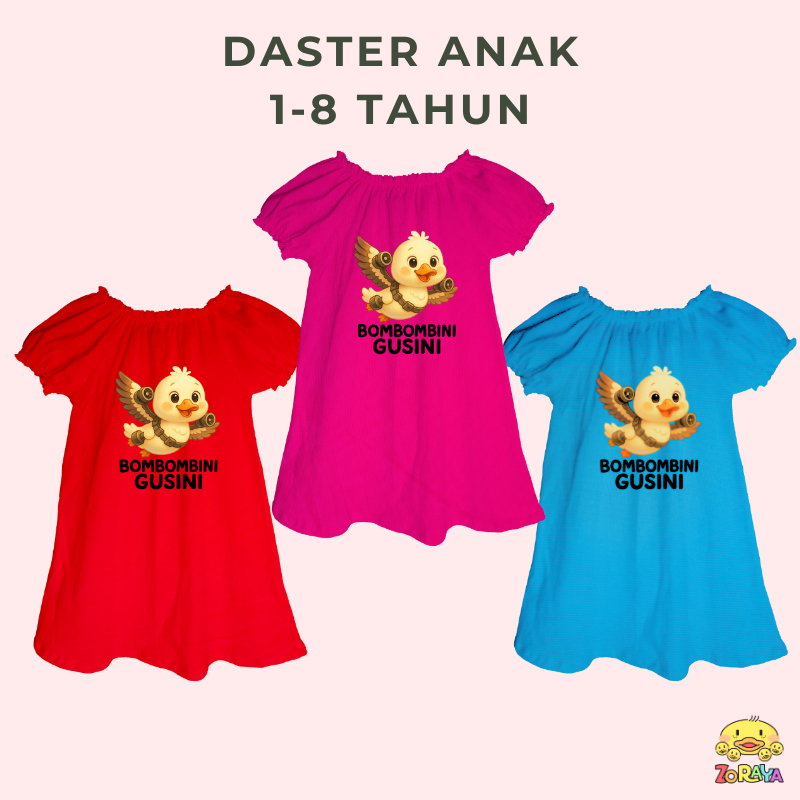 Bombombini Gingni Children's Dress 1 - 8 Years Sleeve Model / Daster ...