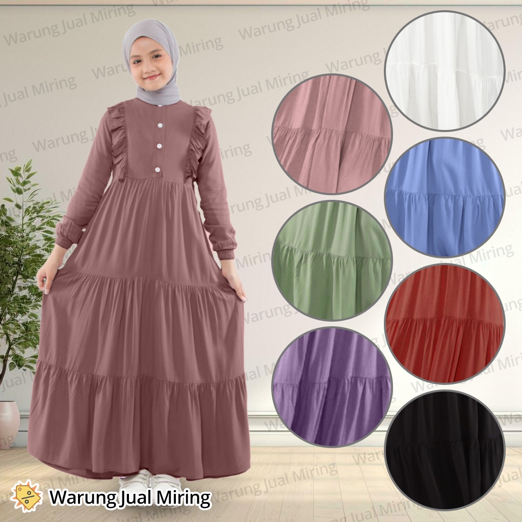 Ruffle Girls' Gamis Clothes 2-12 Years Crinkle Airflow Dress Muslim ...