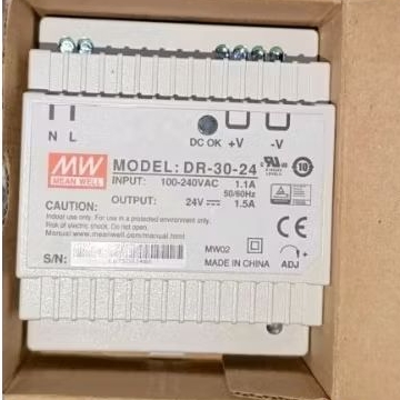 MEAN WELL Power Supply Model: DR-30-24 Input 100-240 VAC, Output: 24VDC ...