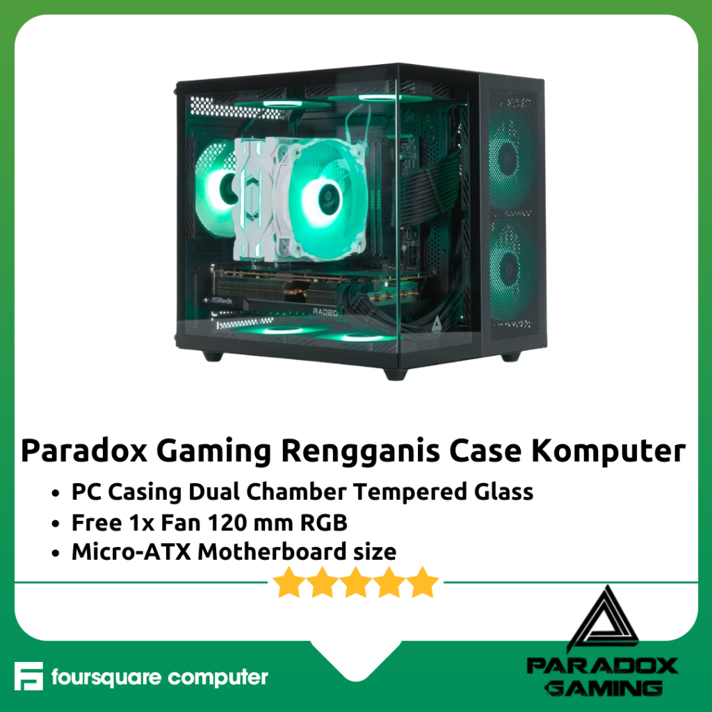 Paradox Gaming Rengganis Black White Computer CPU Case Middle Tower ...