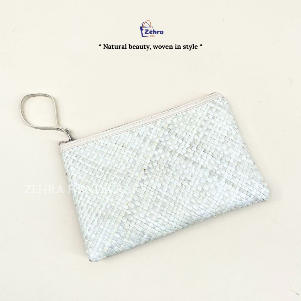 Clutch \ Pandan Woven Wallet with Synthetic Leather Combination ...