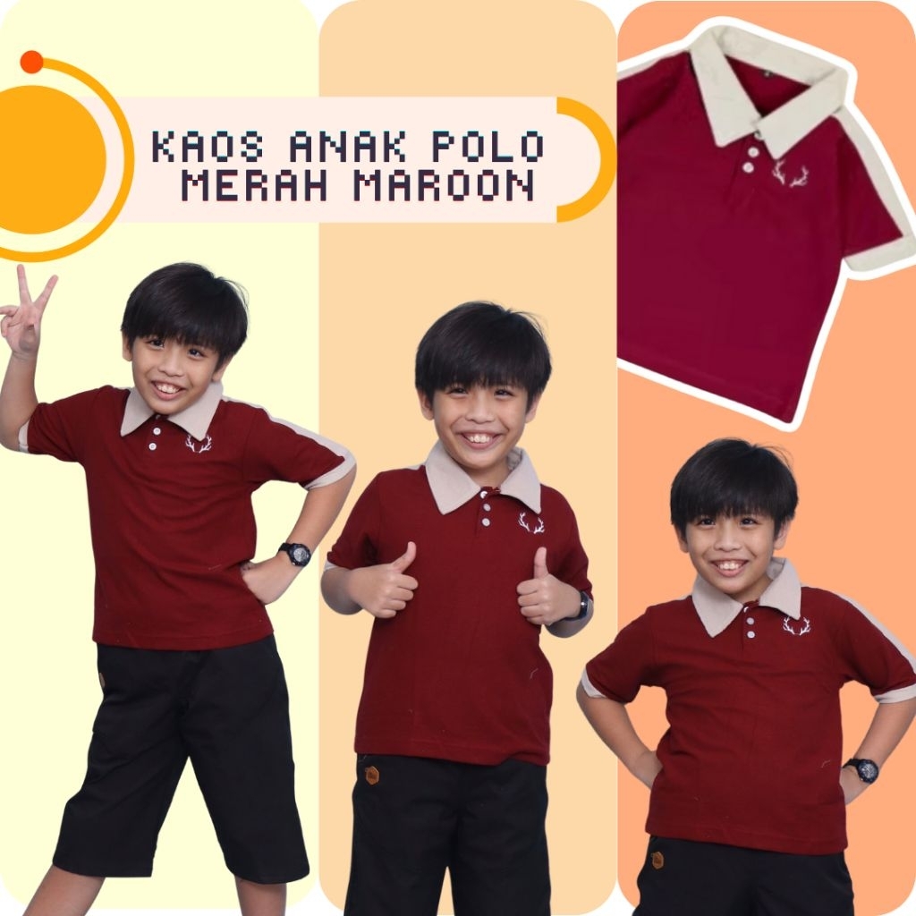 MERAH Kids T-Shirt Maroon PineapplePOLO 1-10 Years | Shopee Philippines